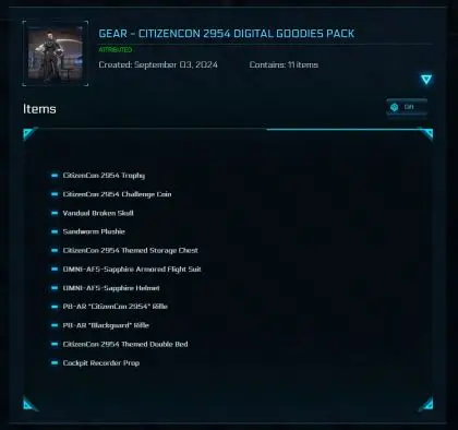 Buy Gear - CitizenCon 2954 Digital Goodies Pack at Star-Hangar.com