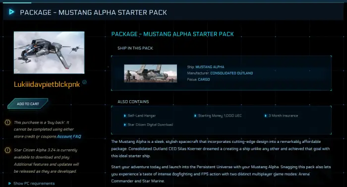 Buy Package - Mustang Alpha Starter Pack at Star-Hangar.com